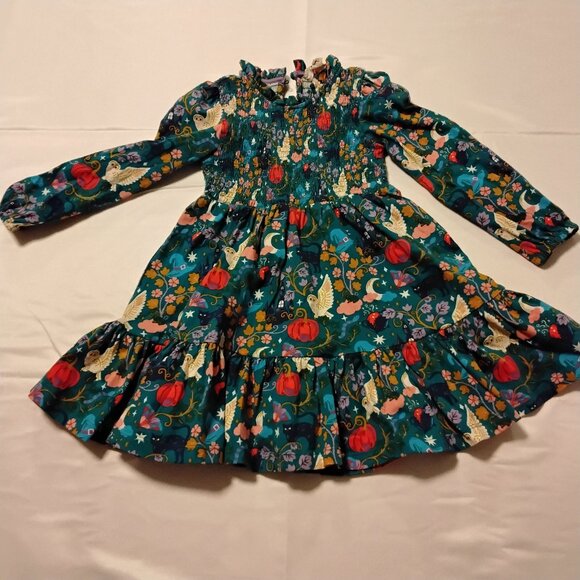 Mini Boden | Dresses | Mini Boden Owls Black Cats And Hats Dress Size ...